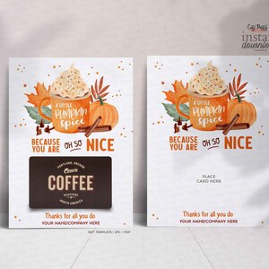 Editable Pumpkin Spice Gift Card Holder Template, Coffee Gift Card ...