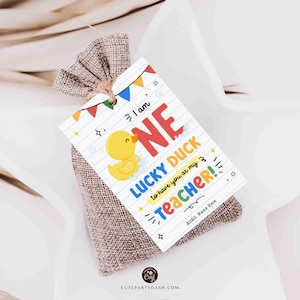One Lucky Duck Teacher Appreciation Week Gift Tag Printable INSTANT DOWNLOAD Rubber Duck End of ...