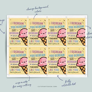 Ice Cream Teacher Appreciation Gift Tag (digital Download) - Etsy