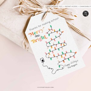 Thanks for Making School Merry and Bright Christmas Gift Tag, Holiday ...