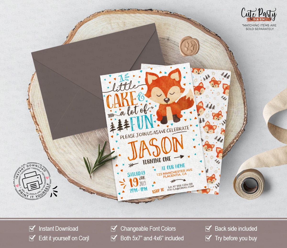 Fox First Birthday Time Capsule Card Woodland Fox Birthday - Etsy