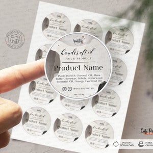 Round Product Label Editable Template, INSTANT DOWNLOAD, Add Your Logo ...