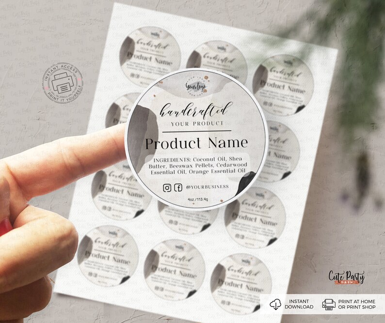 Round Product Label Editable Template INSTANT DOWNLOAD Add - Etsy