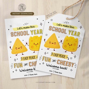 EDITABLE Welcome Back to School Gift Tag Printable Cheese Cracker First ...