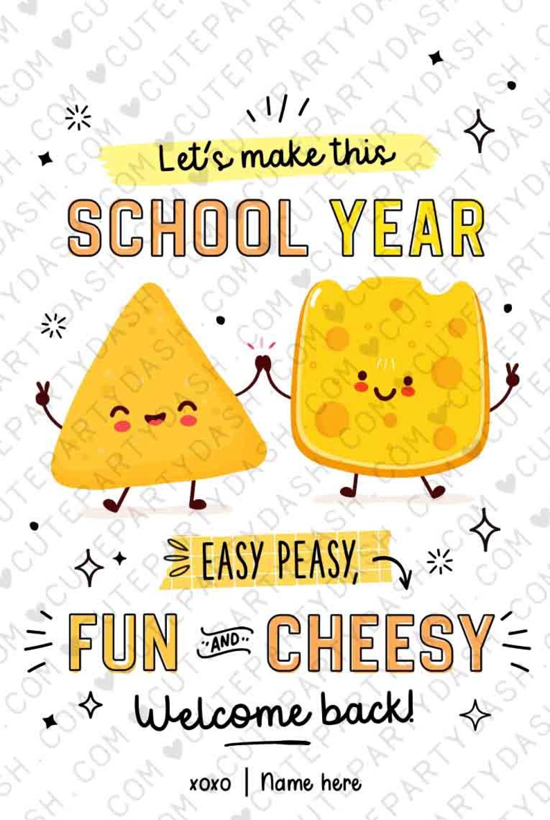 Editable Welcome Back to School Gift Tag: Cheesy Snack (digital ...