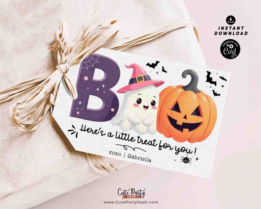 Editable Halloween Gift Tag Printable, Boo Treat Tag (digital Download ...