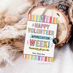 Volunteer Appreciation Gift Tag Editable Employee Appreciation Week ...