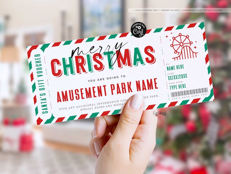 Christmas Amusement Park Theme Park Ticket Gift Christmas - Etsy