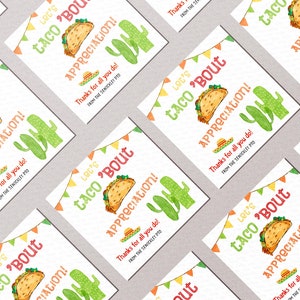 Editable Let's Taco 'bout Appreciation Gift Tag, Teacher Staff Employee ...