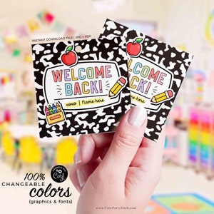 Editable Back to School Gift Tags: Composition Book Template (instant ...