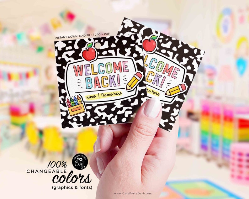 Editable Back to School Gift Tags: Composition Book Template (instant ...