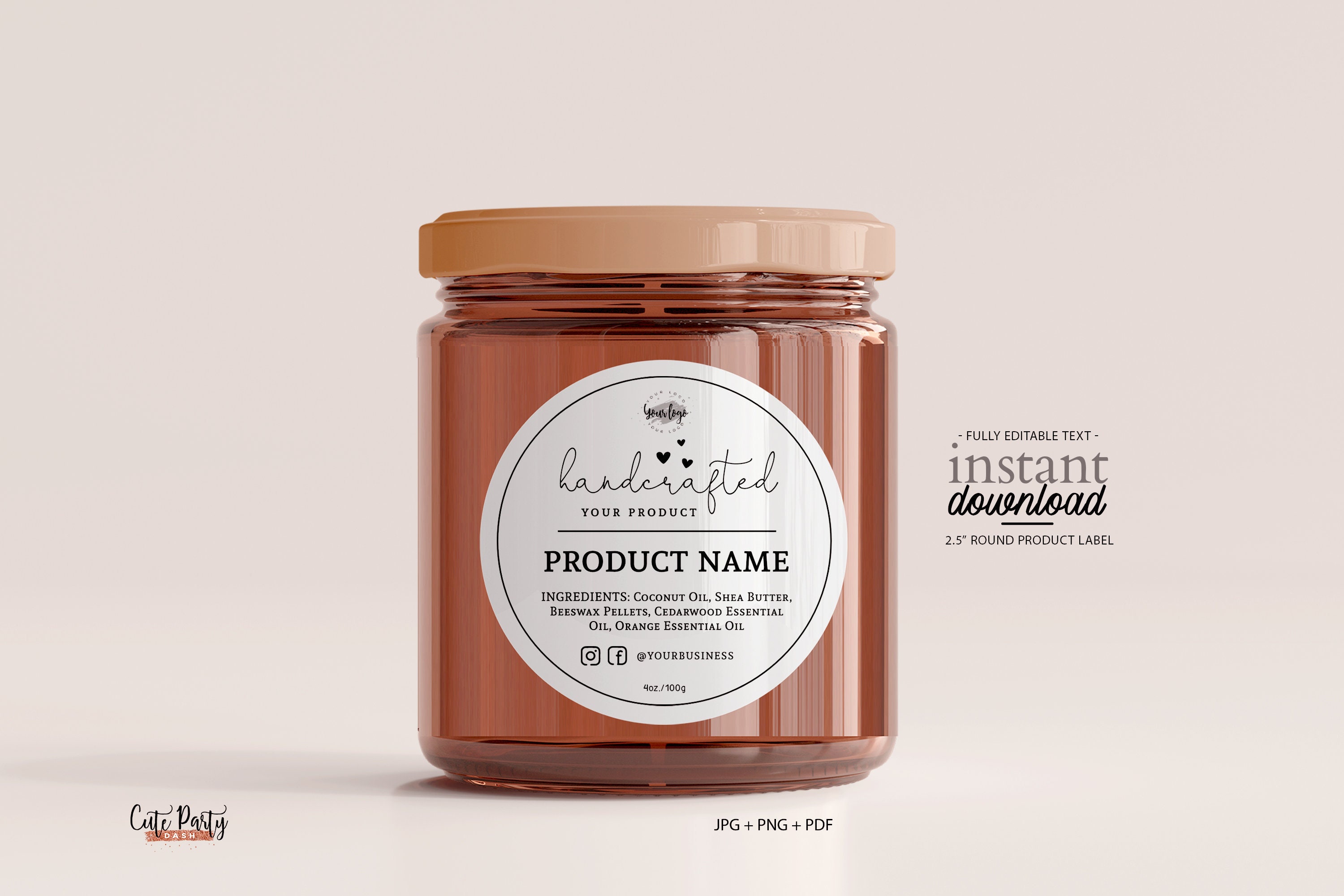 Round Product Label Editable Template INSTANT DOWNLOAD Add | Etsy UK