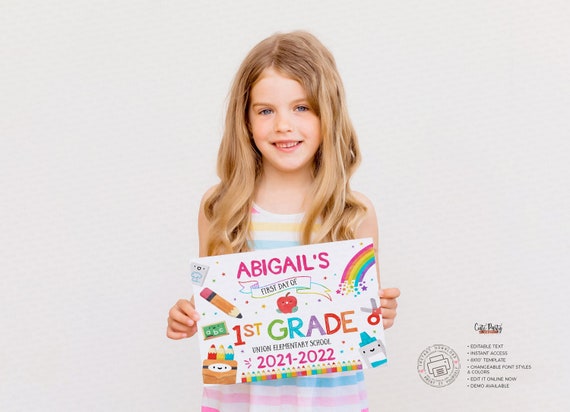 Rainbow First Day of school Sign INSTANT DOWNLOAD EDITABLE | Etsy