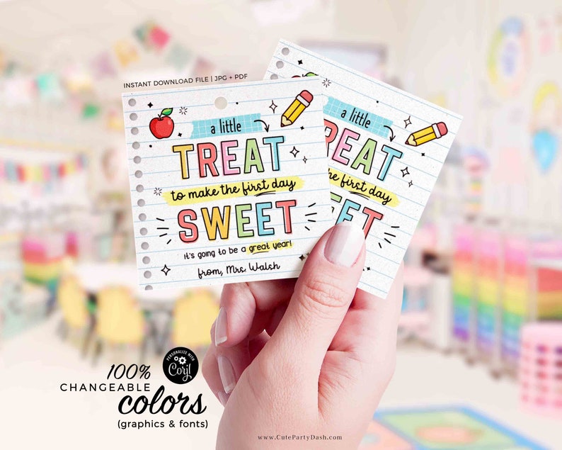 Editable Back to School Gift Tag: Teacher Treat Label (instant Download ...
