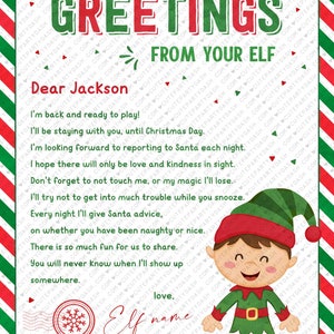 Elf I'm Back Letter From Elf Bundle INSTANT DOWNLOAD Hello Letter From ...