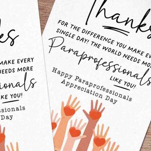 Paraprofessionals Day Gift Tags Printable INSTANT DOWNLOAD Editable ...