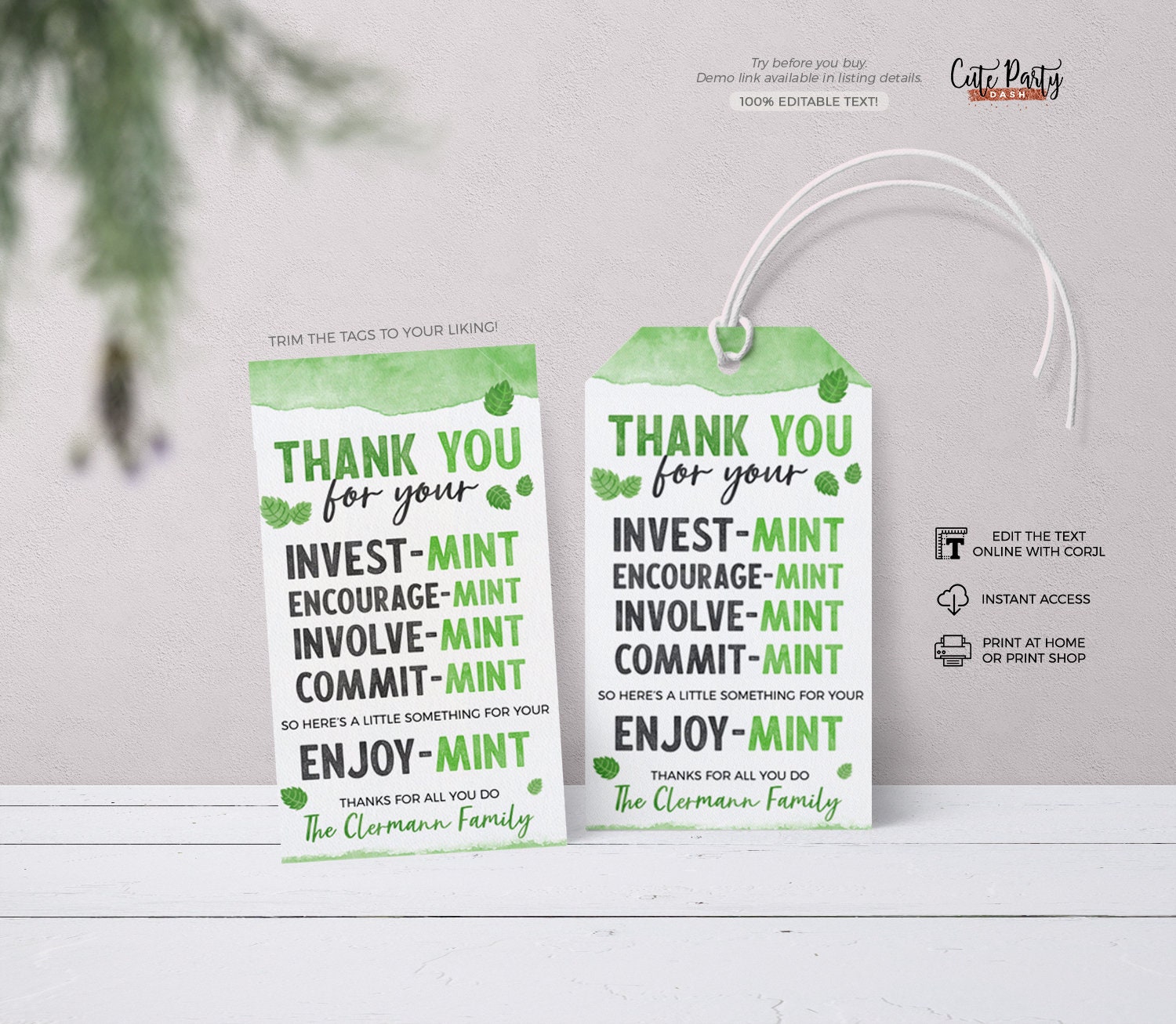 INSTANT DOWNLOAD Volunteer Mint Tags PTA Staff Gift - Etsy