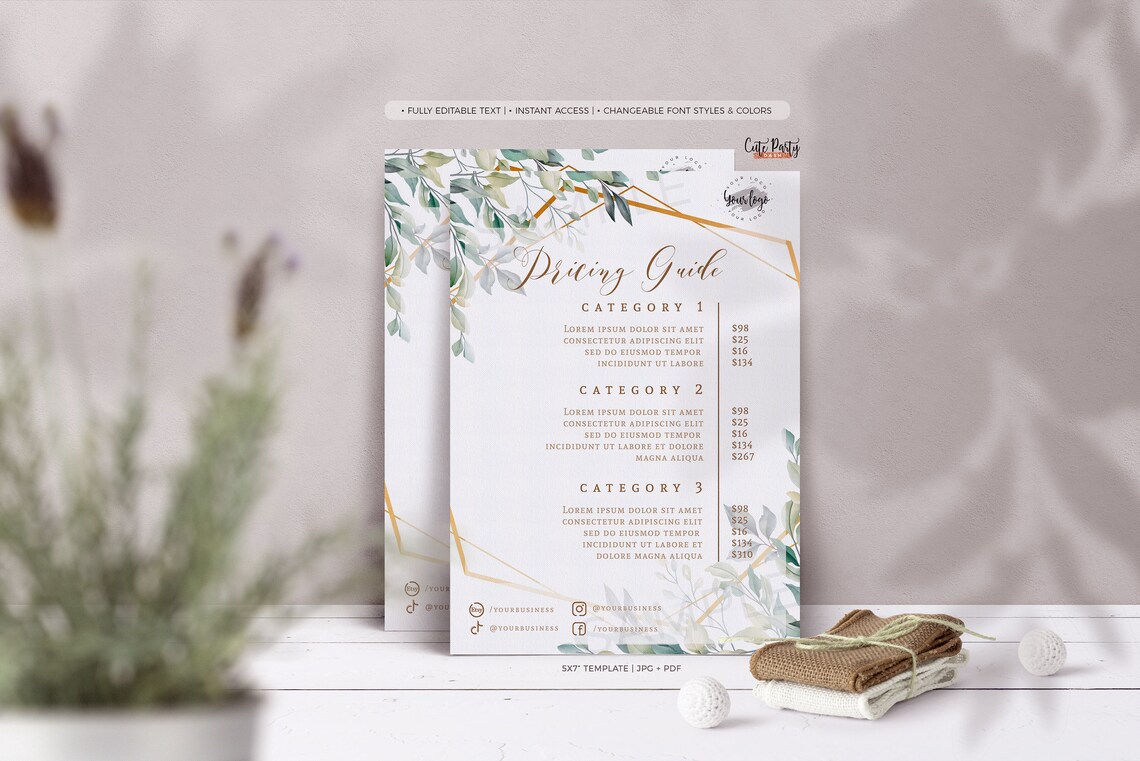 Greenery Order Form Template: Editable Small Business Form (digital ...