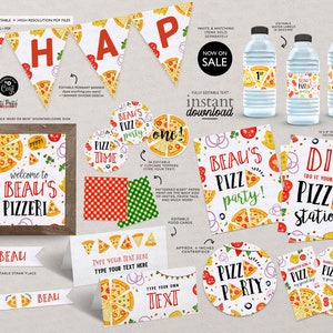 Pizza Party Food Cards, Editable Birthday Party Decoration, Printable ...