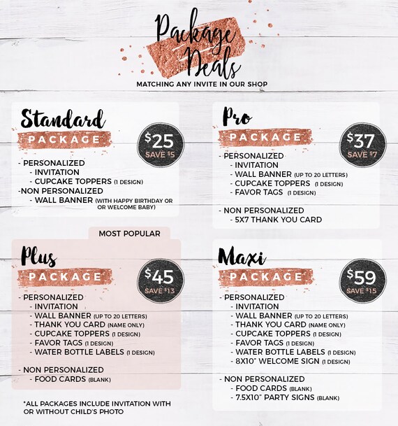 Party Package Deals Matching any invitation in our shop | Etsy