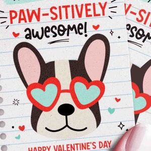 Printable Dog Valentine's Day Card Printable INSTANT DOWNLOAD Classroom ...