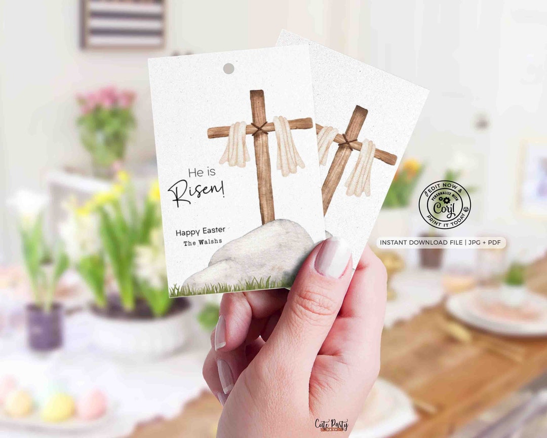 He is Risen Easter Gift Tag Printable INSTANT DOWNLOAD Editable ...