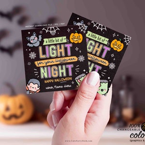 EDITABLE Halloween Treat Tag INSTANT DOWNLOAD Light Your Halloween ...