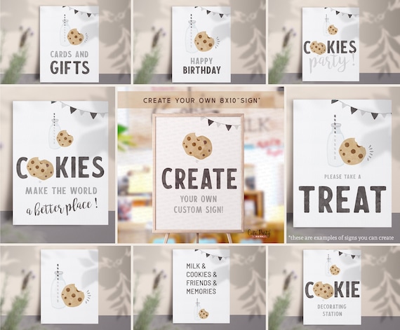Minimal Milk and Cookies Birthday Party Signs INSTANT - Etsy