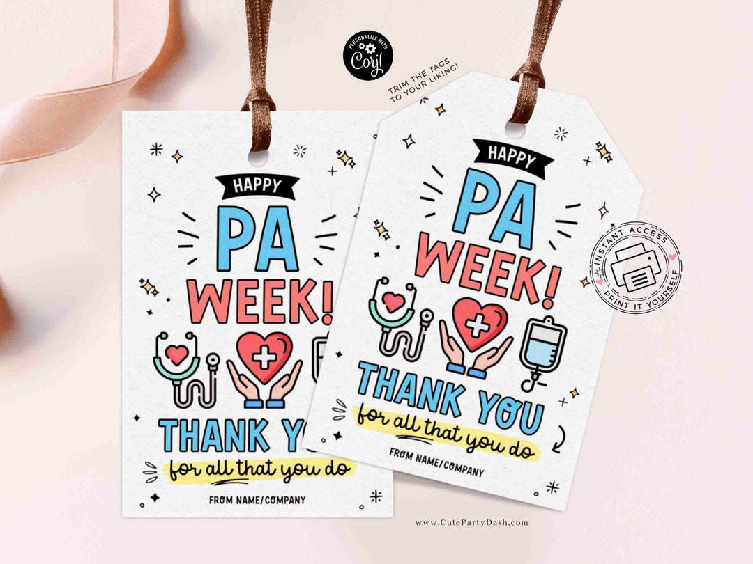 PA Appreciation Week Gift Tag: Editable Printable (instant Download) - Etsy