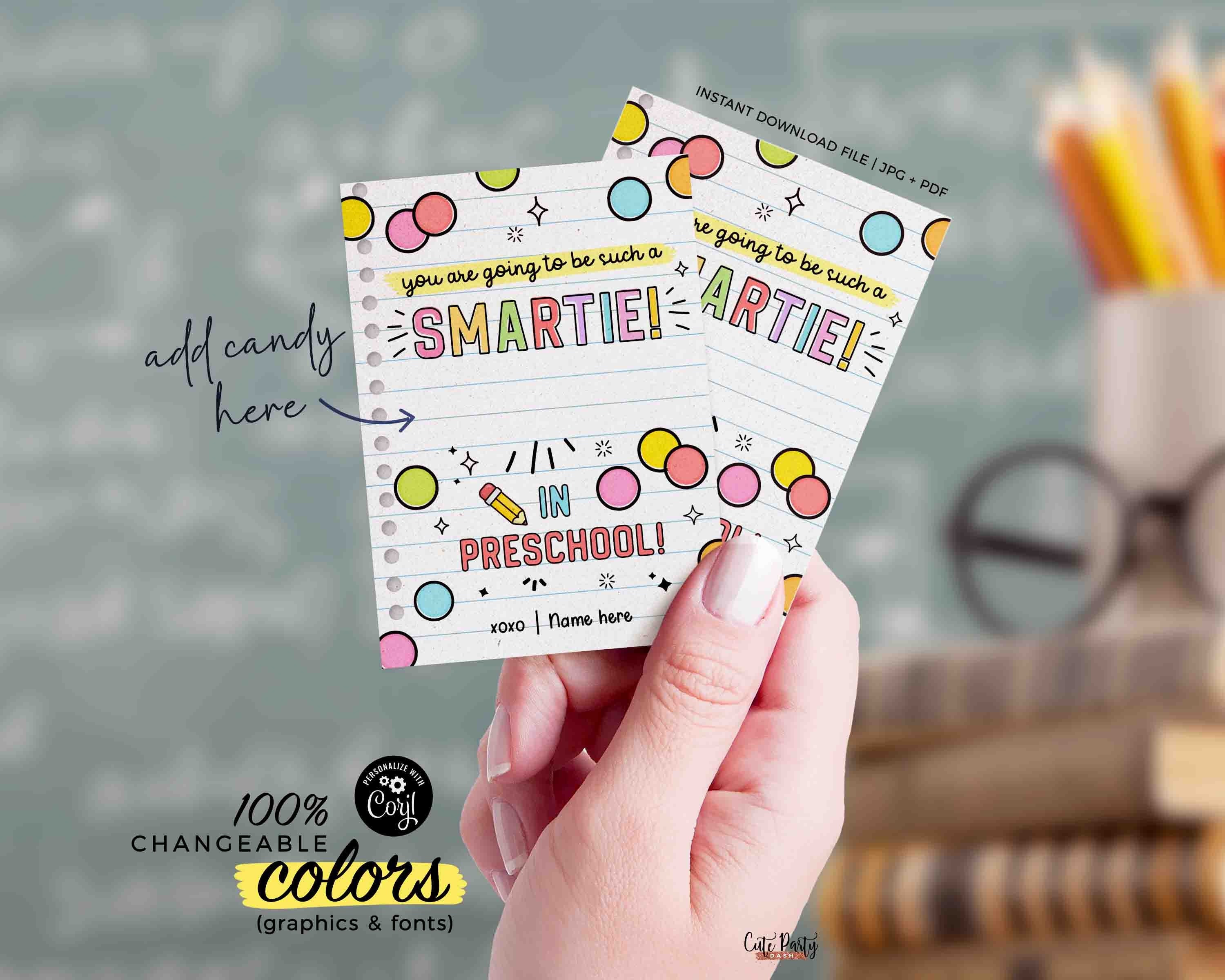 First Day of School Candy Tag: Editable Smartie Treat (digital Download ...