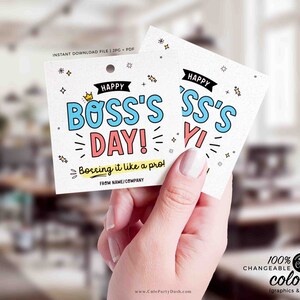 EDITABLE Boss's Day Printable Gift Tag INSTANT DOWNLOAD Best Boss Ever ...