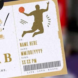 EDITABLE Basketball Game Ticket Template, Ticket Gift Idea, Printable ...
