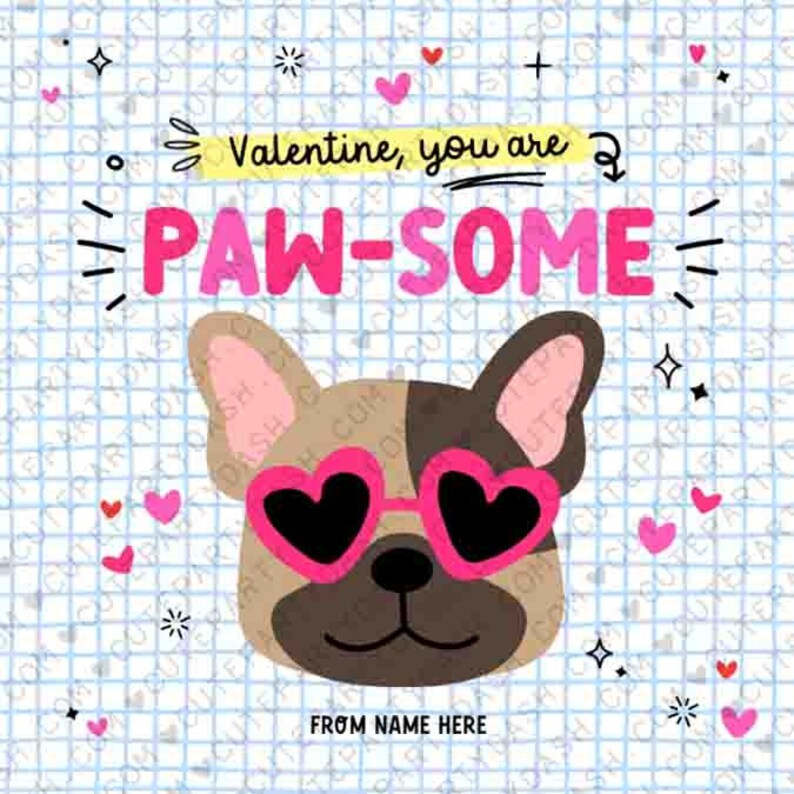 Printable Dog Valentine's Day Cards: Editable Classroom Tags (instant ...