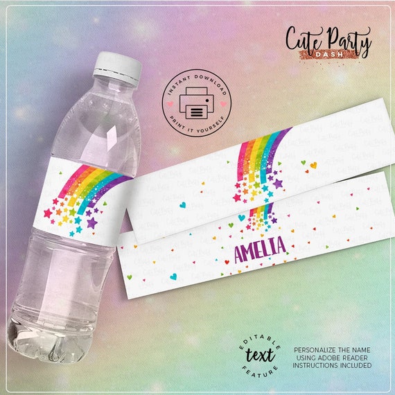 INSTANT DOWNLOAD Editable Rainbow Birthday Decorations Water | Etsy