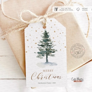 Merry Christmas Hang Tags, Editable Personalized Happy Holidays Gift ...