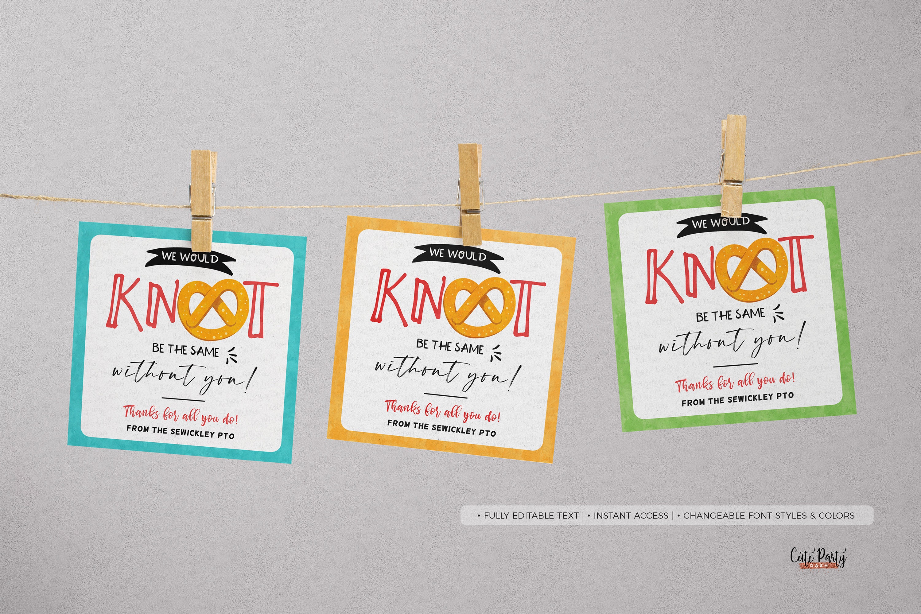 Pretzel Appreciation Gift Tag: Editable Thank You Printable (instant ...