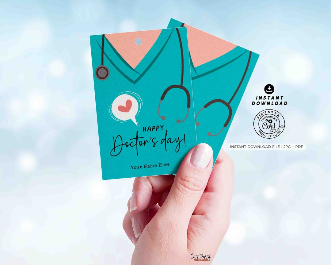 Doctor's Day Gift Tags Printable INSTANT DOWNLOAD Editable National ...