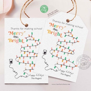 Thanks for Making School Merry and Bright Christmas Gift Tag, Holiday ...