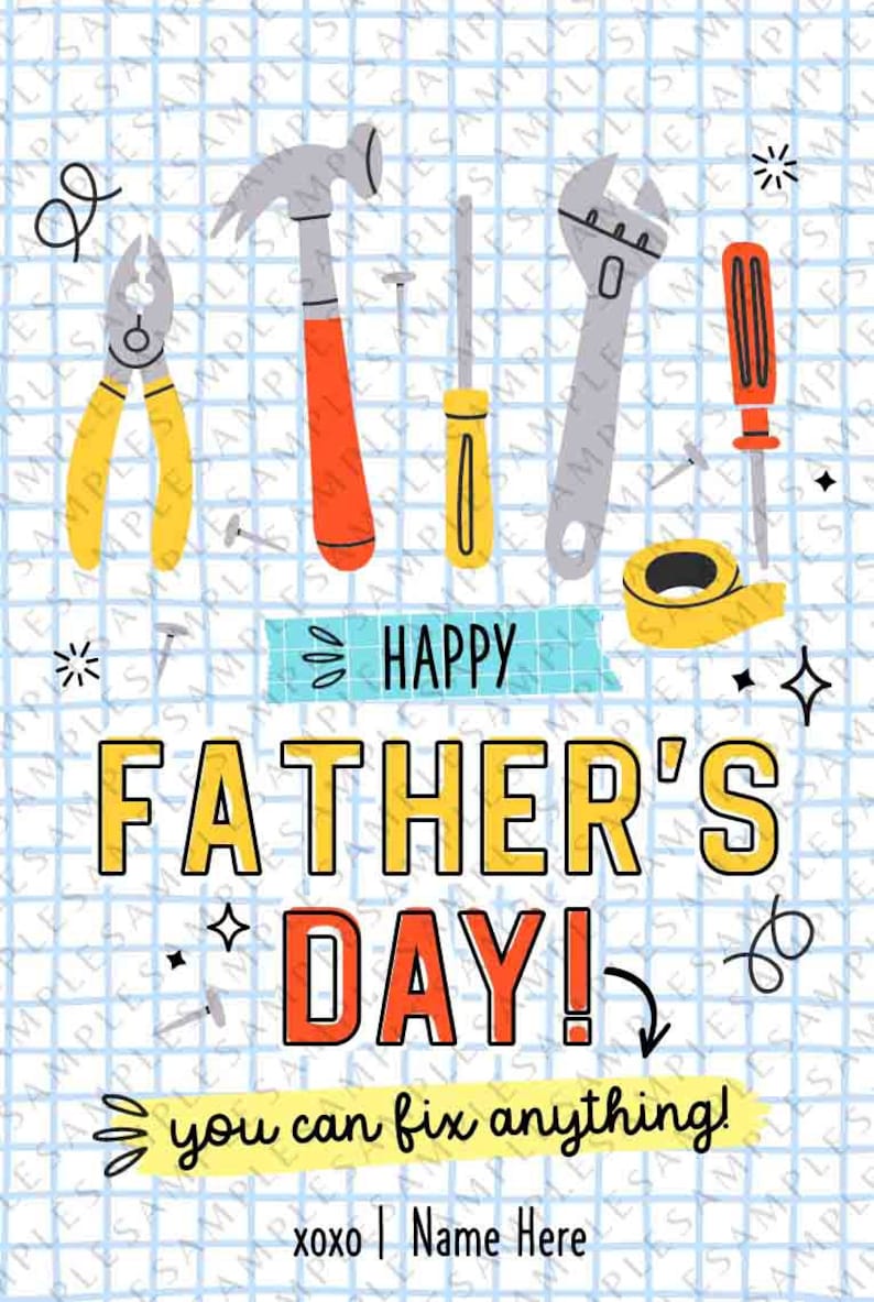 Happy Father's Day Gift Tag Printable Card Toolbox - Etsy