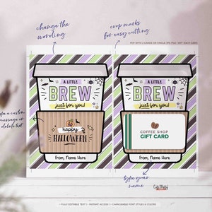 Halloween Coffee Gift Card Holder Template INSTANT DOWNLOAD Editable A ...