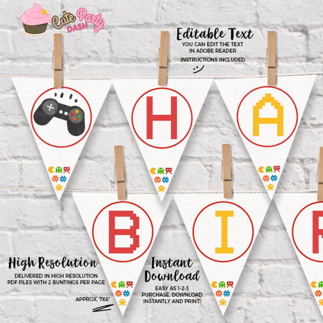 INSTANT DOWNLOAD - EDITABLE Video Game Wall Banner Video Game Party ...