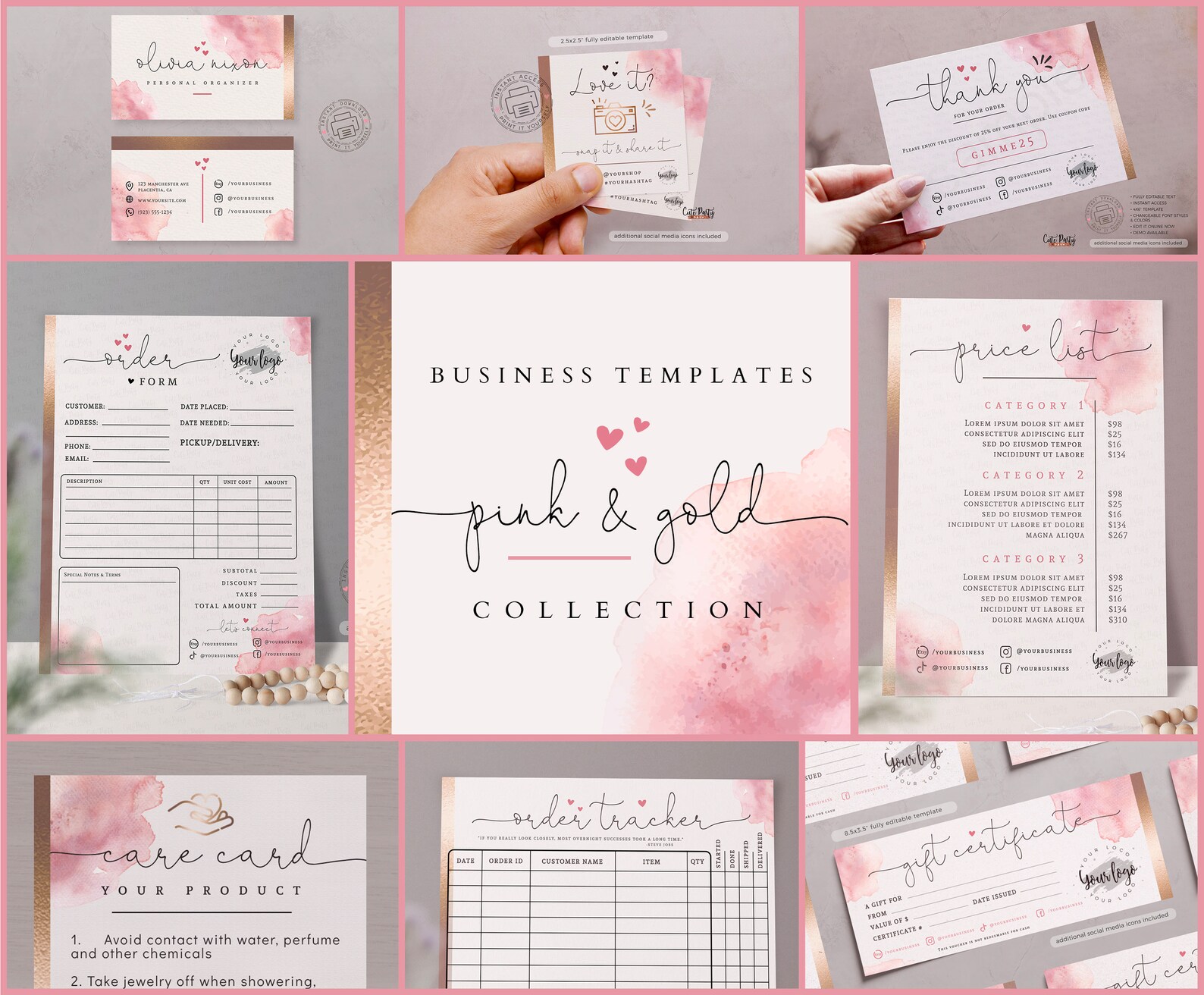 Professional Gift Card Editable Template INSTANT DOWNLOAD - Etsy