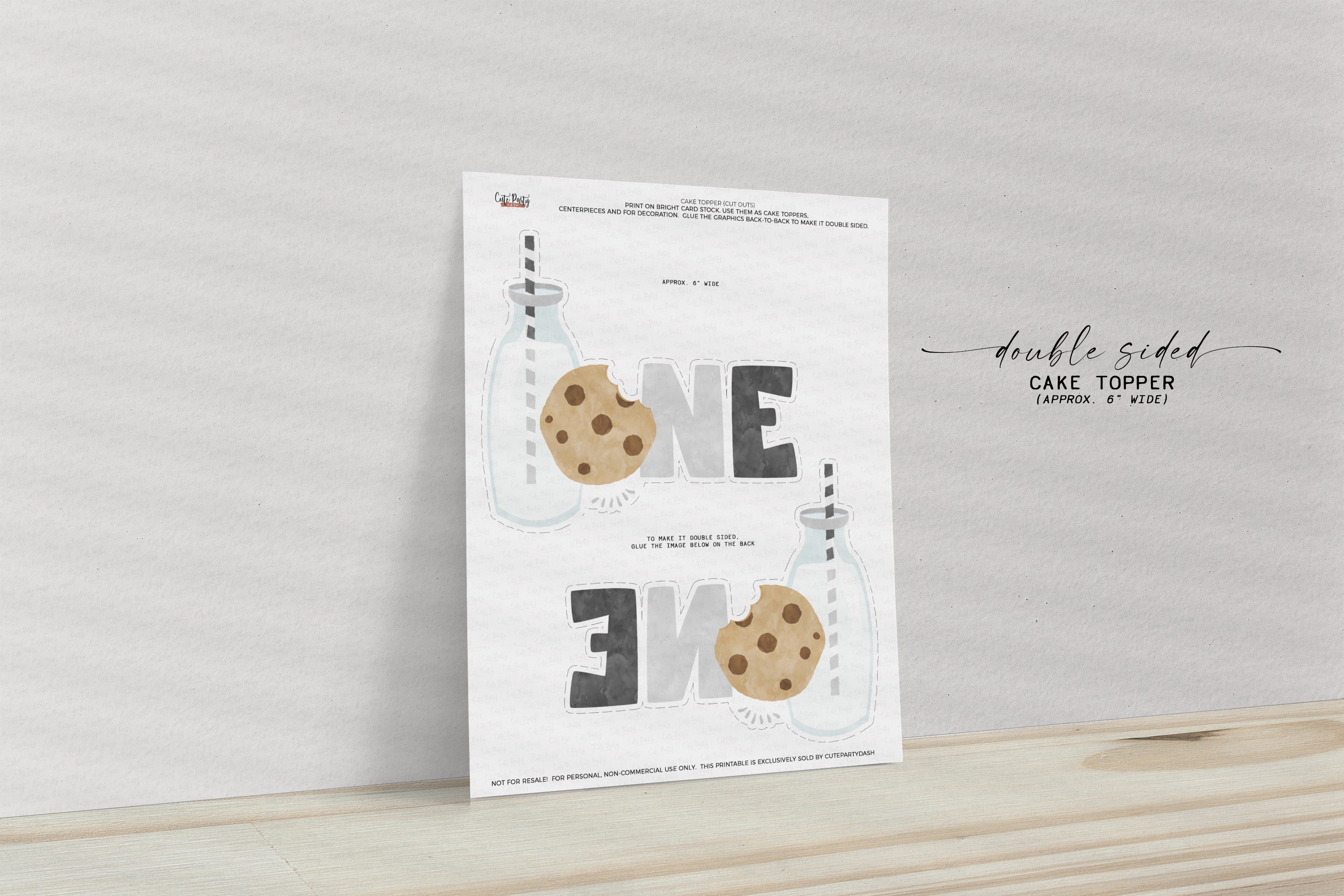 Milk and Cookies 1st Birthday Cake Topper (printable INSTANT DOWNLOAD ...