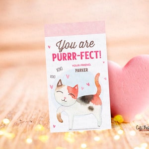 INSTANT DOWNLOAD, Cat Valentine's Day Gift Tag, Watercolor Valentine's ...