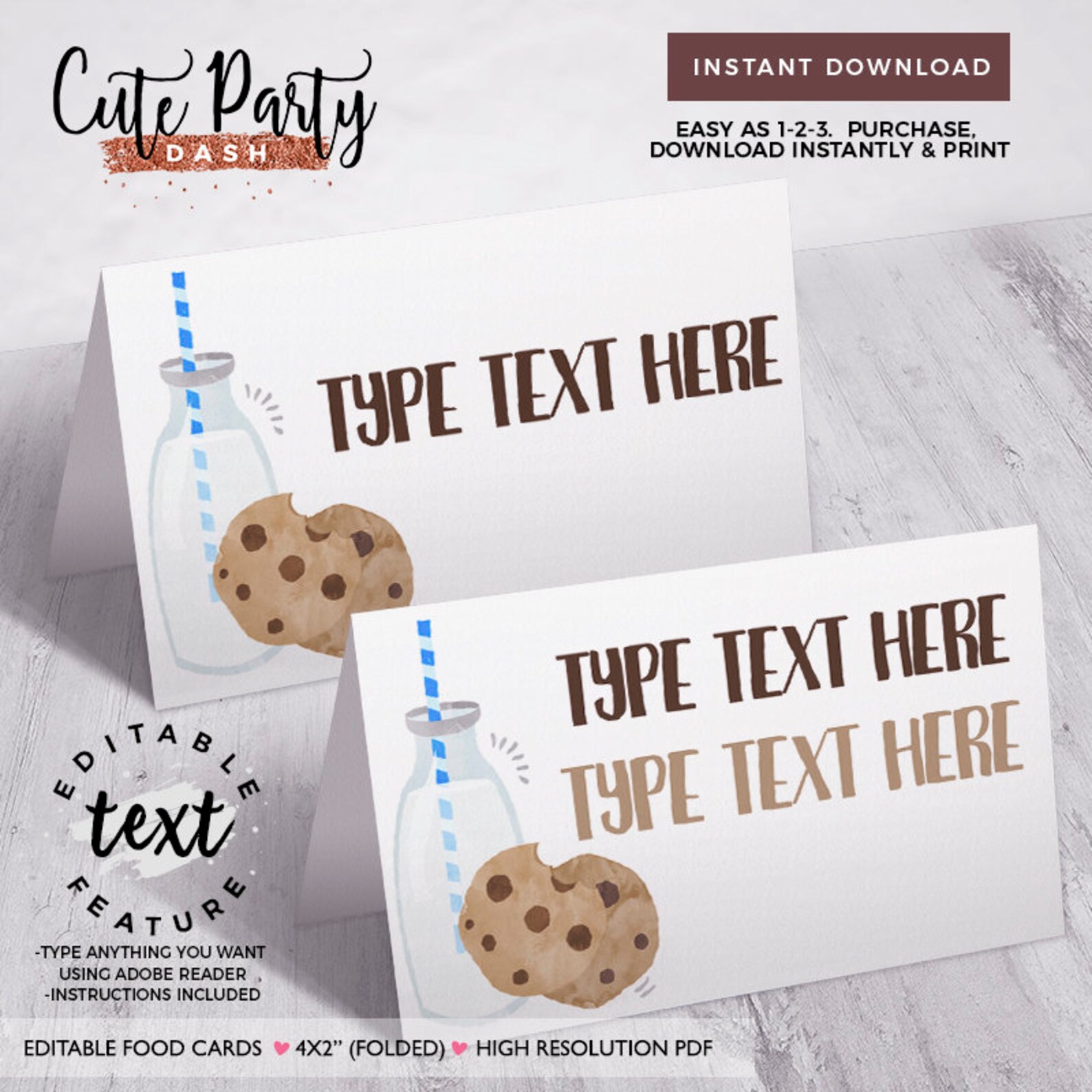 INSTANT DOWNLOAD EDITABLE Milk and Cookies Birthday Favors | Etsy