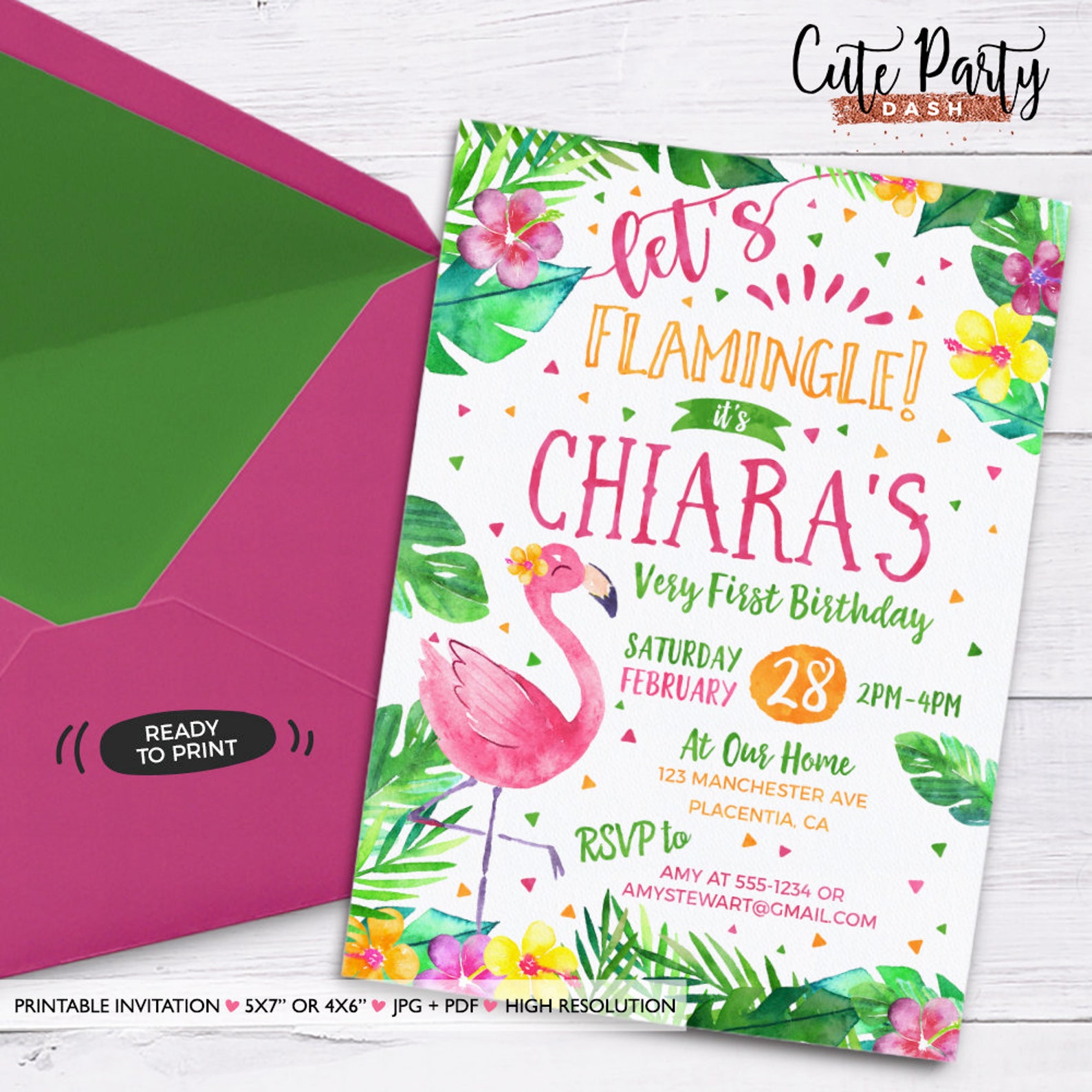 INSTANT DOWNLOAD EDITABLE Flamingo Birthday Monthly Photo - Etsy