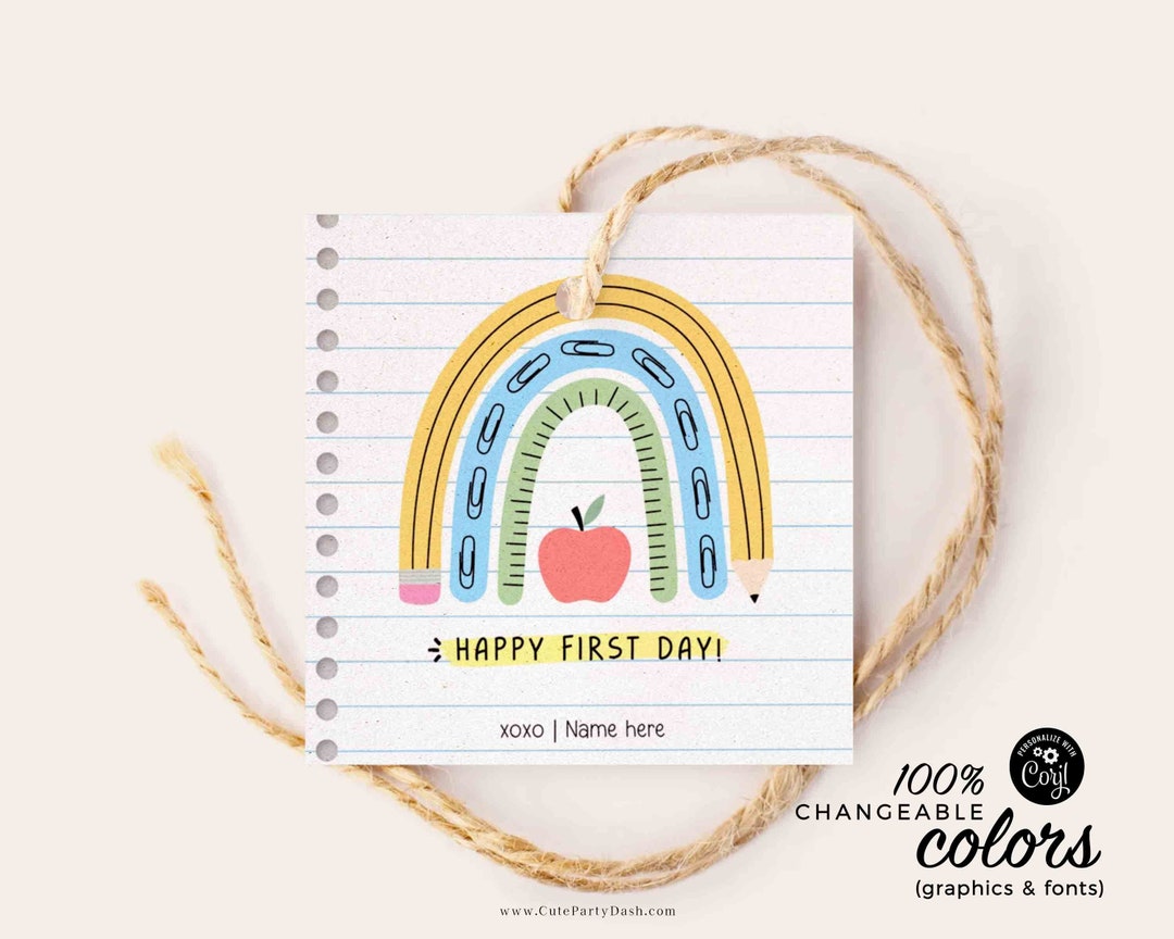 EDITABLE Happy First Day of School Gift Tag Printable Welcome Back to ...