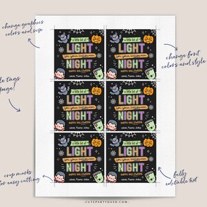 EDITABLE Halloween Treat Tag INSTANT DOWNLOAD Light Your Halloween ...