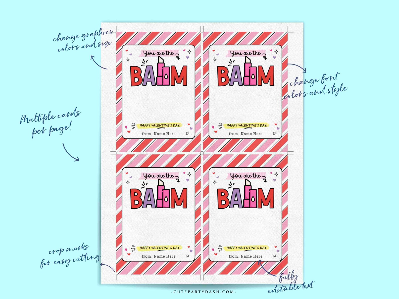 You're the Balm Valentine Gift Tag: Editable Lip Balm Holder (printable ...