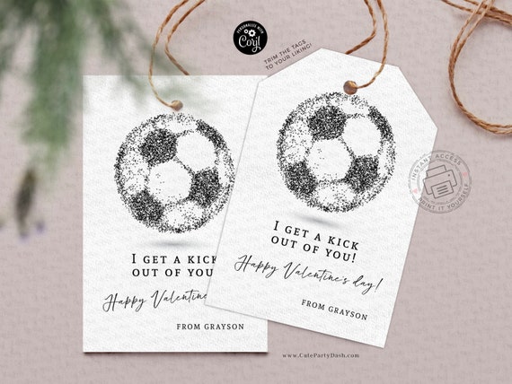 Soccer Ball Valentine's Day Gift Tags Sports Valentines | Etsy